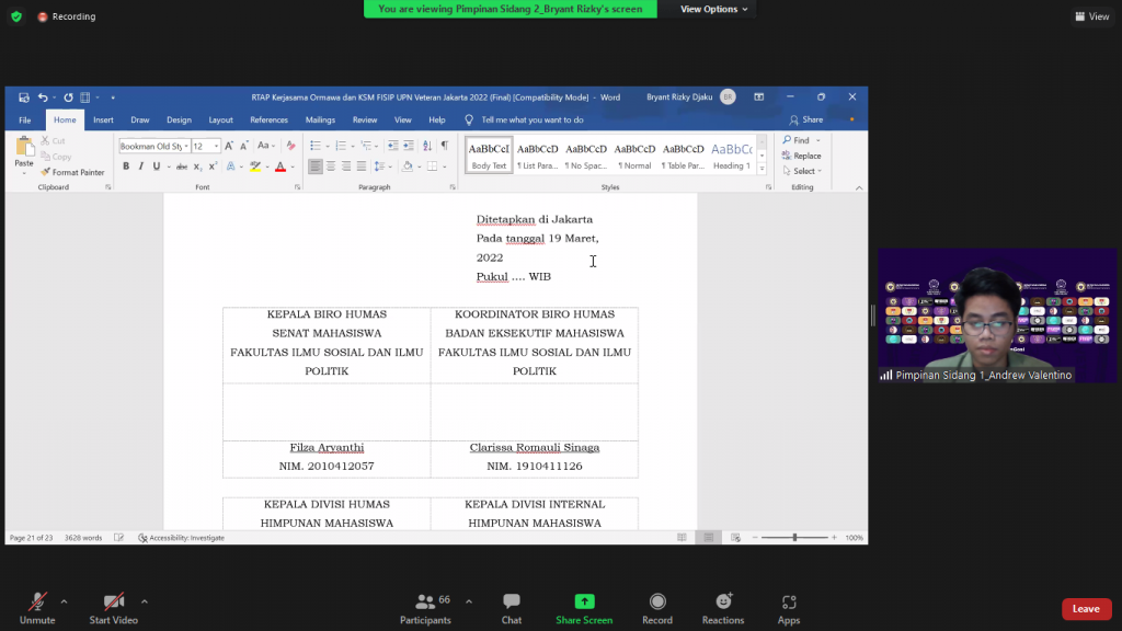 Sidang Paripurna TAP Kerjasama Ormawa dan KSM FISIP UPNVJ — Fakultas Ilmu Sosial dan Ilmu ...